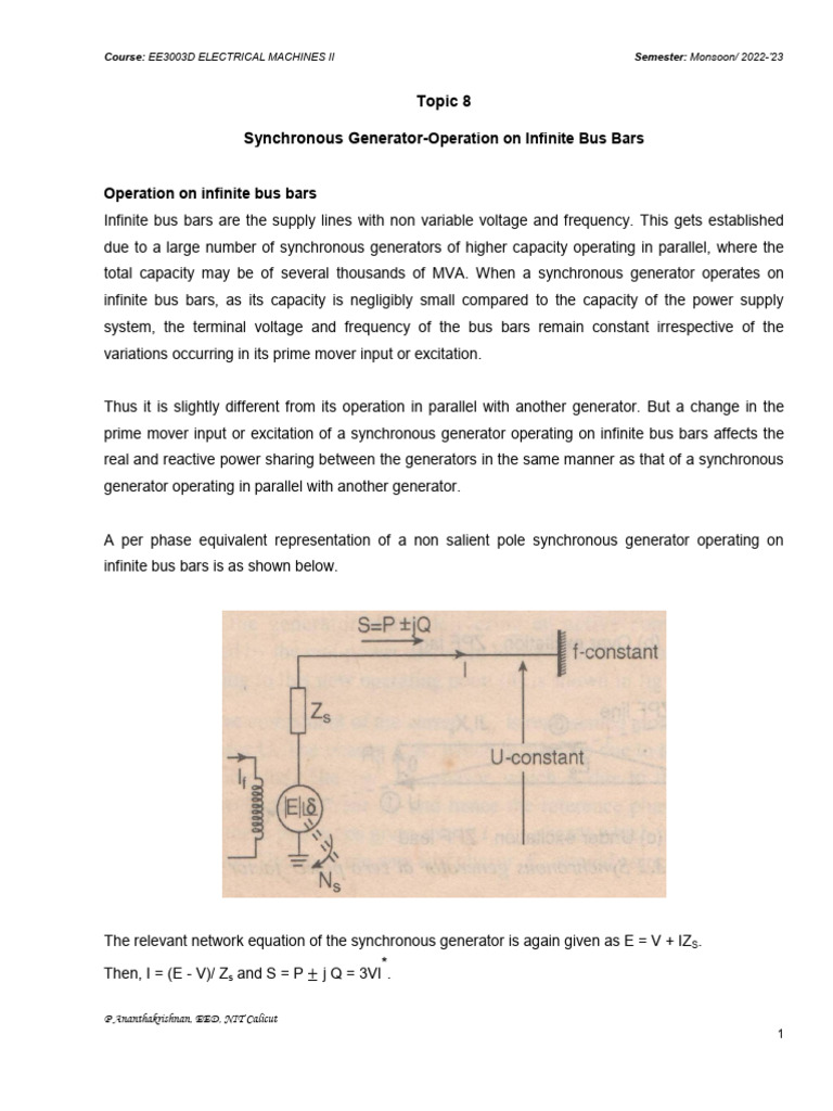 EE3003D Topic 8 | PDF | Electric Generator | Ac Power