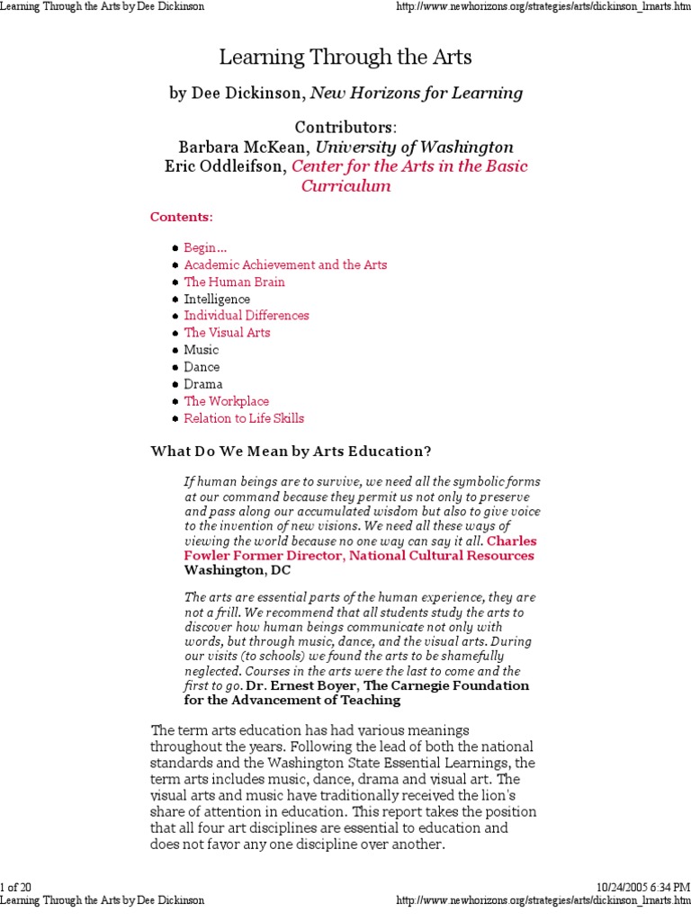 Learning Through The Arts | PDF | Music Education | Learning