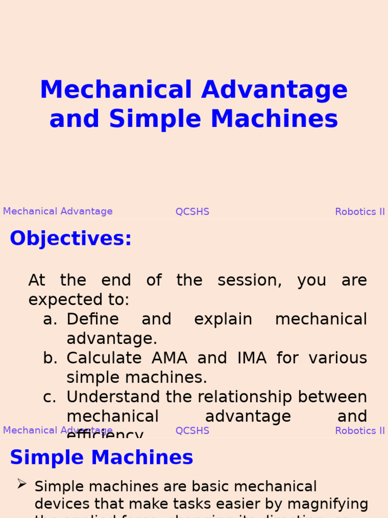 Mechanical Advantage and Simple Machines | PDF | Lever | Machines