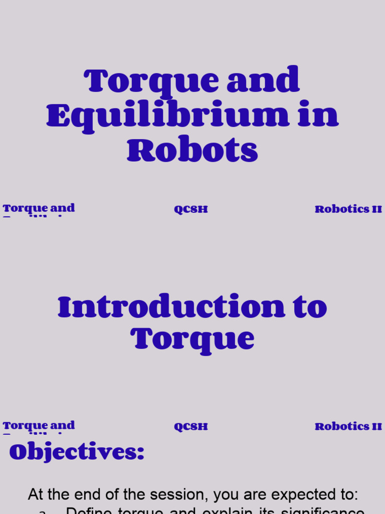 Torque and Equilibrium in Robotics | PDF | Rotation Around A Fixed Axis ...