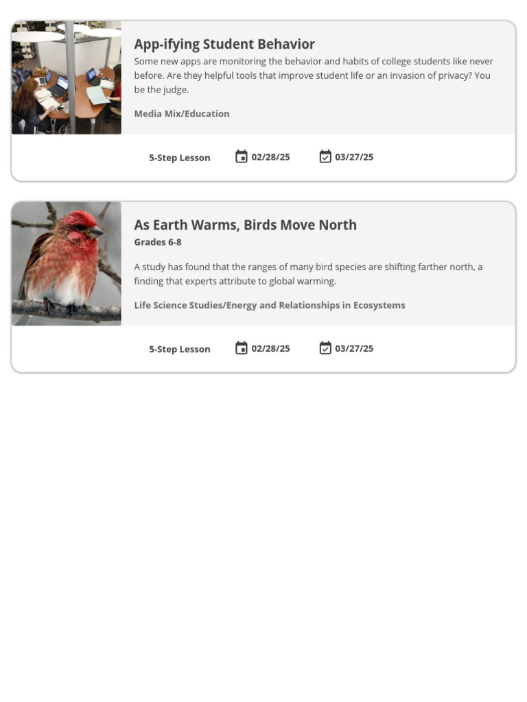 Achieve3000 - Readigns List. | PDF