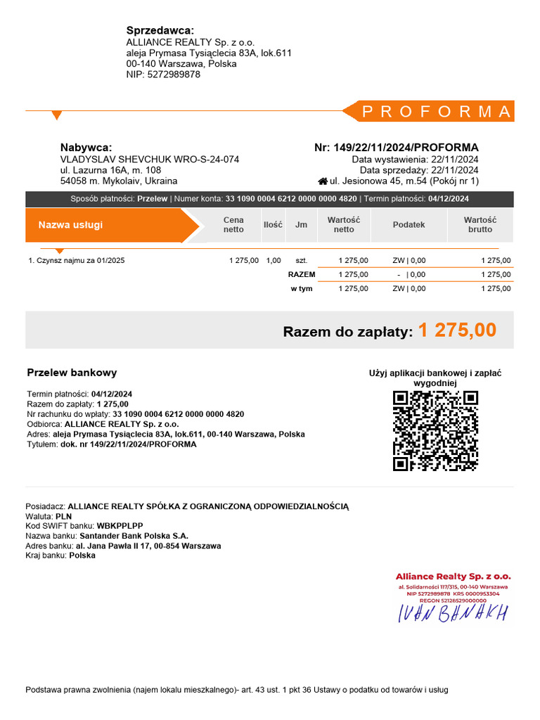 Proforma 149 22 11 2024 PROFORMA | PDF