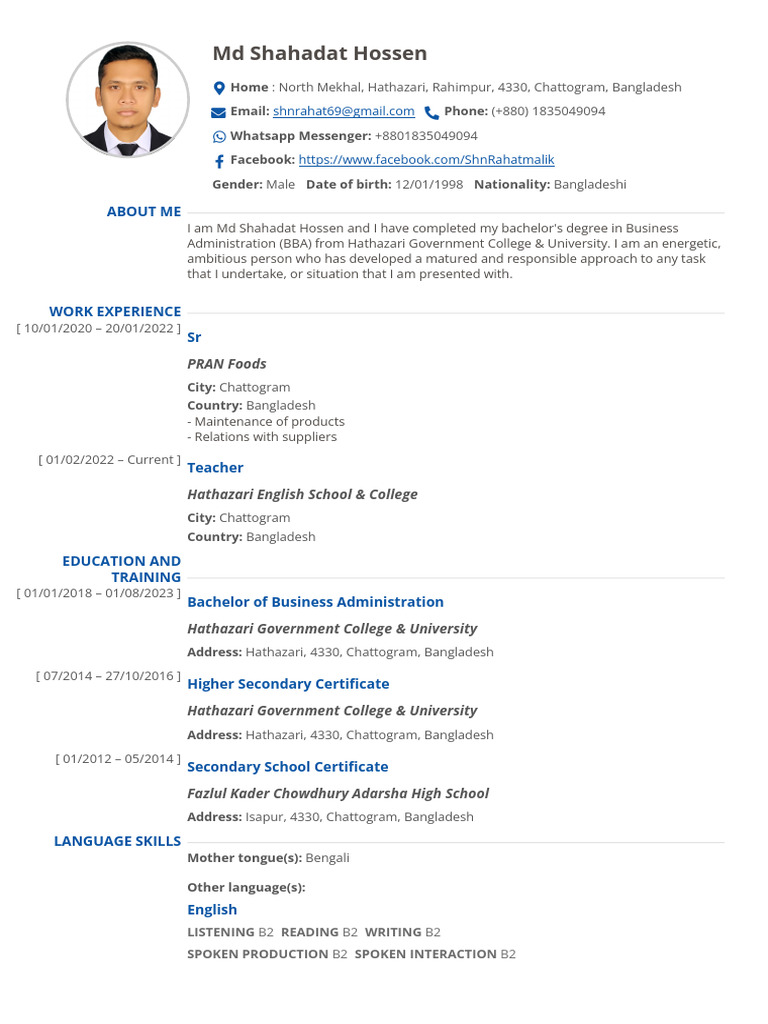 CV - Md Shahadat Hossen | PDF