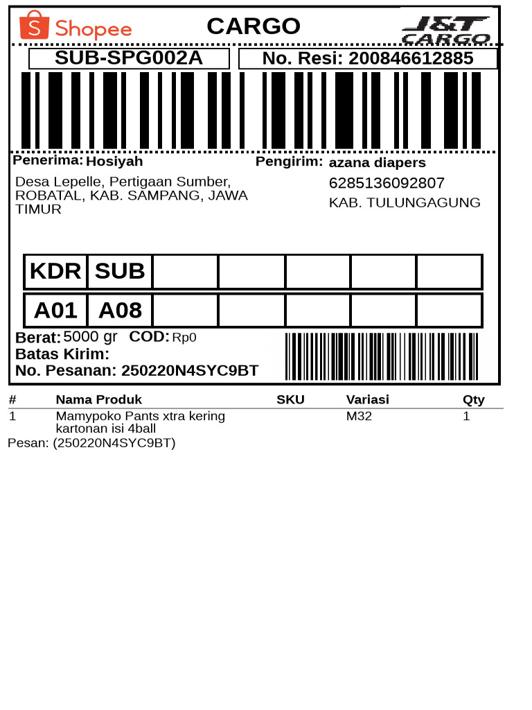 Label Pengiriman - Kargo - 5 | PDF