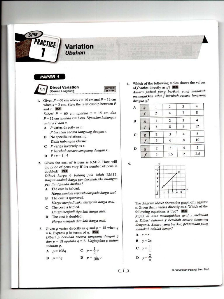 Math Form 5 Bab 1 Latihan Ubahan Part 1 | PDF