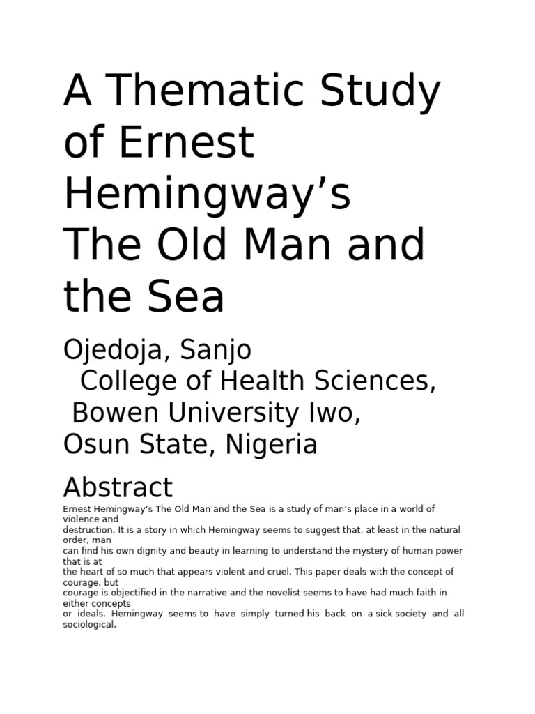 A Thematic Study of Ernest Hemingway | PDF | To The Lighthouse