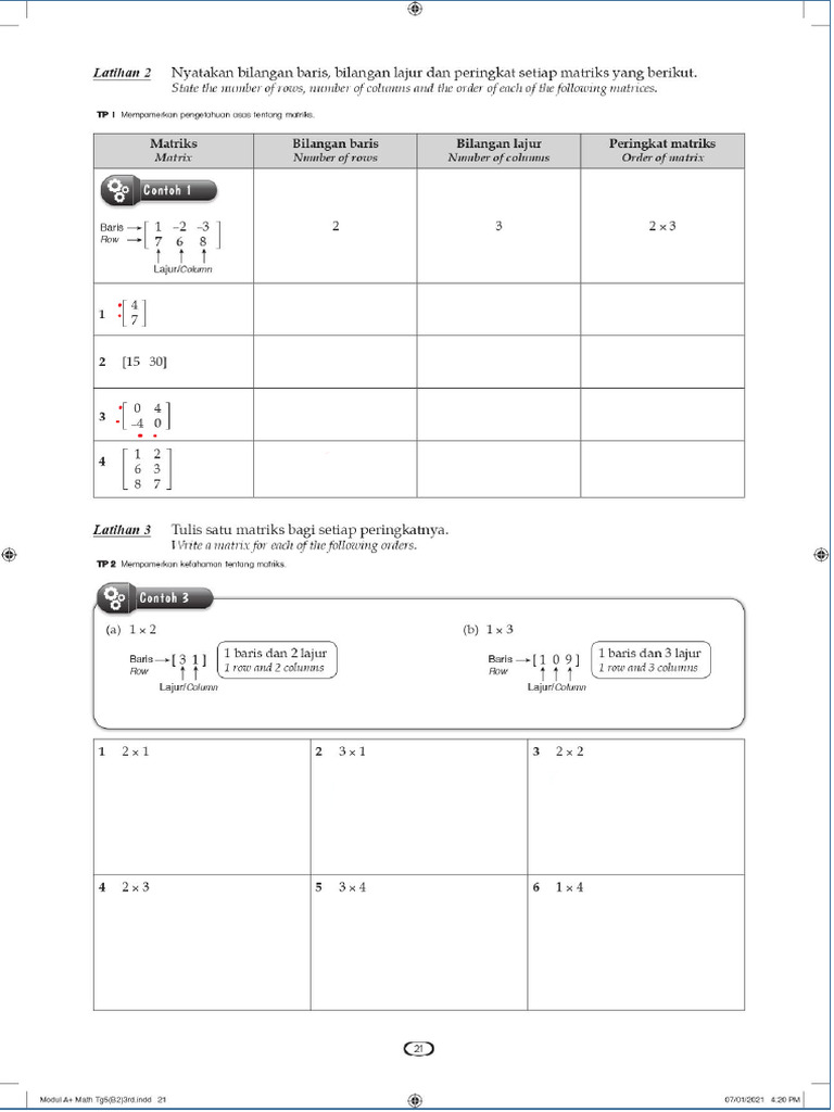 Math Form 5 Bab 2 Modul Matriks Part 1 | PDF