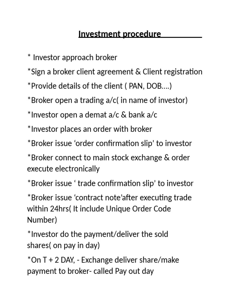 Investment Procedure for Stock Trading | PDF