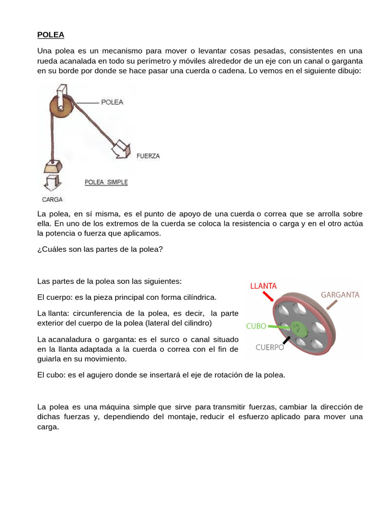 Qué es una polea (1) | PDF | Bienes manufacturados | Ingeniería mecánica