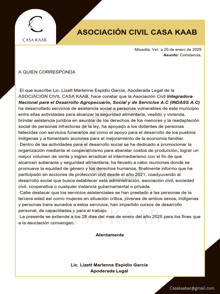 Contancia Casa Kaab | PDF