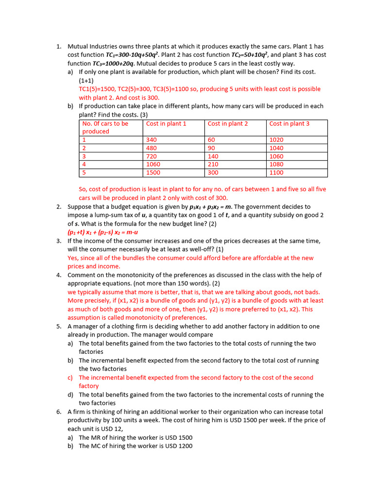 A4_Solution | PDF | Microeconomics | Economics