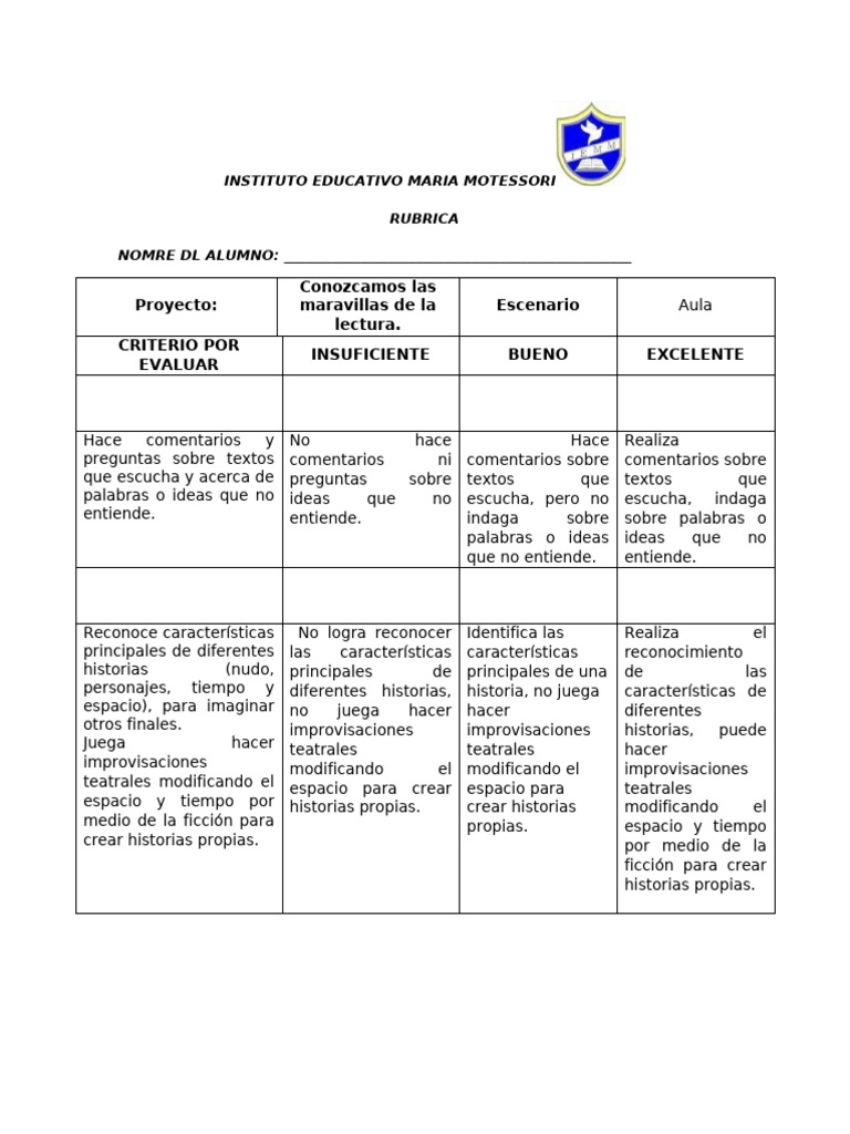 Rubrica Conozcamos Las Maravillas de La Lectura | PDF