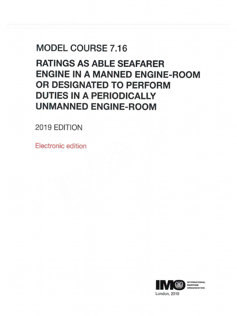 7.16 Rating As Able Seafarer Engine in A Manned Engine-Room or ...