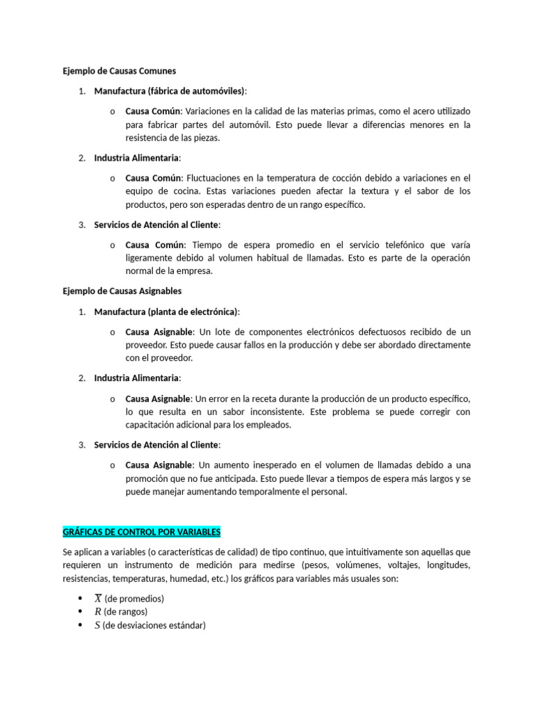 Ejemplos Por Variables Y Atributos Pdf Calidad Comercial