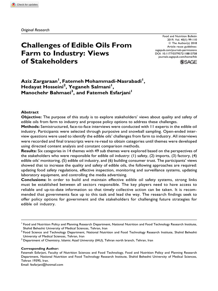 Edible Oil Quality and Safety Challenges | PDF | Vegetable Oil | Biodiesel