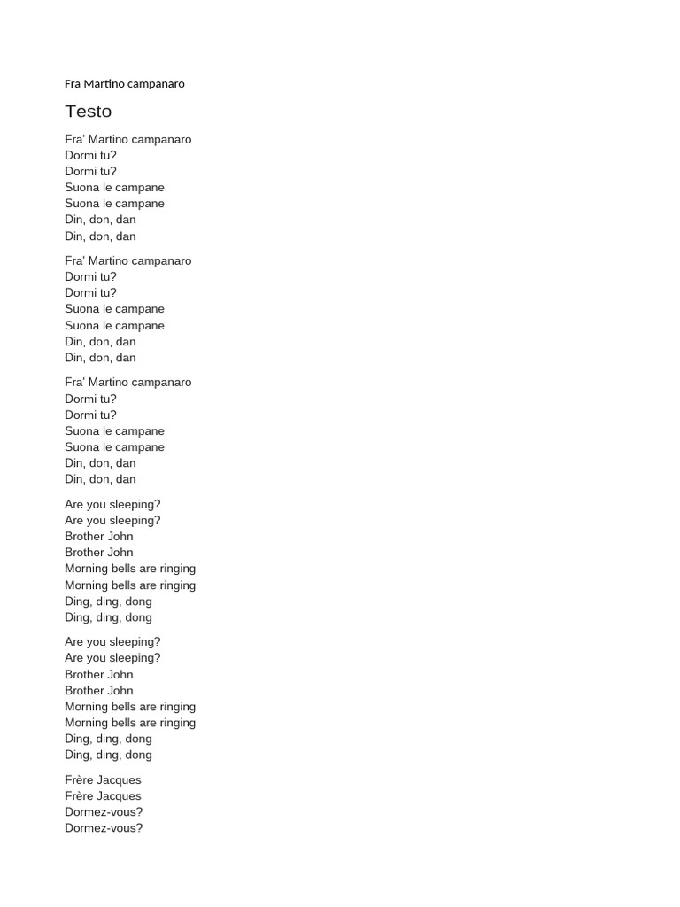 Fra Martino Campanaro Lyrics | PDF