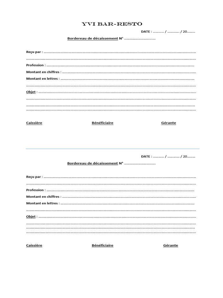 Bordereau de Décaissement d'YVI | PDF