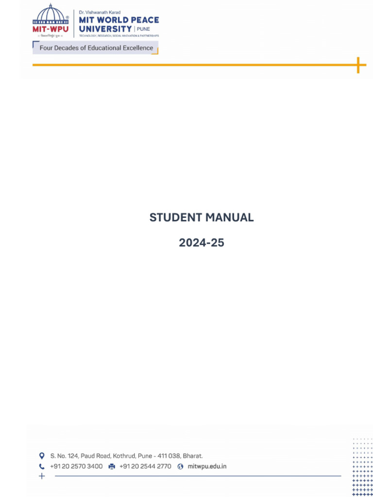 MIT-WPU Student Manual 2024-25 | PDF | University | Academic Dishonesty