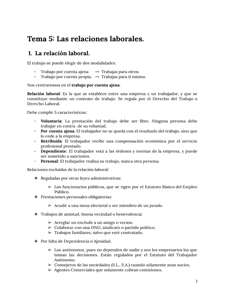 IPE - Resumen Tema 5 | PDF | Derecho laboral | Tiempo de trabajo