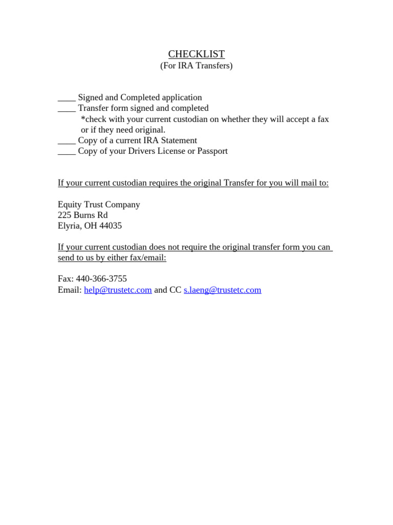 Transfer Checklist | PDF