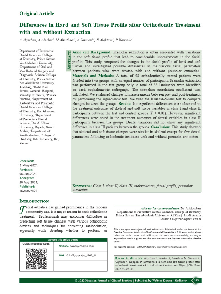 Differences in Hard and Soft Tissue Profile After.17 | PDF ...