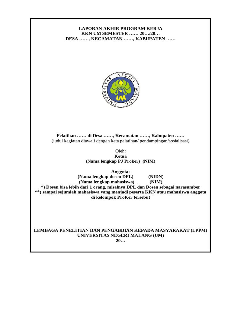 11. Contoh Format Cover Laporan Berbasis Program (1) | PDF