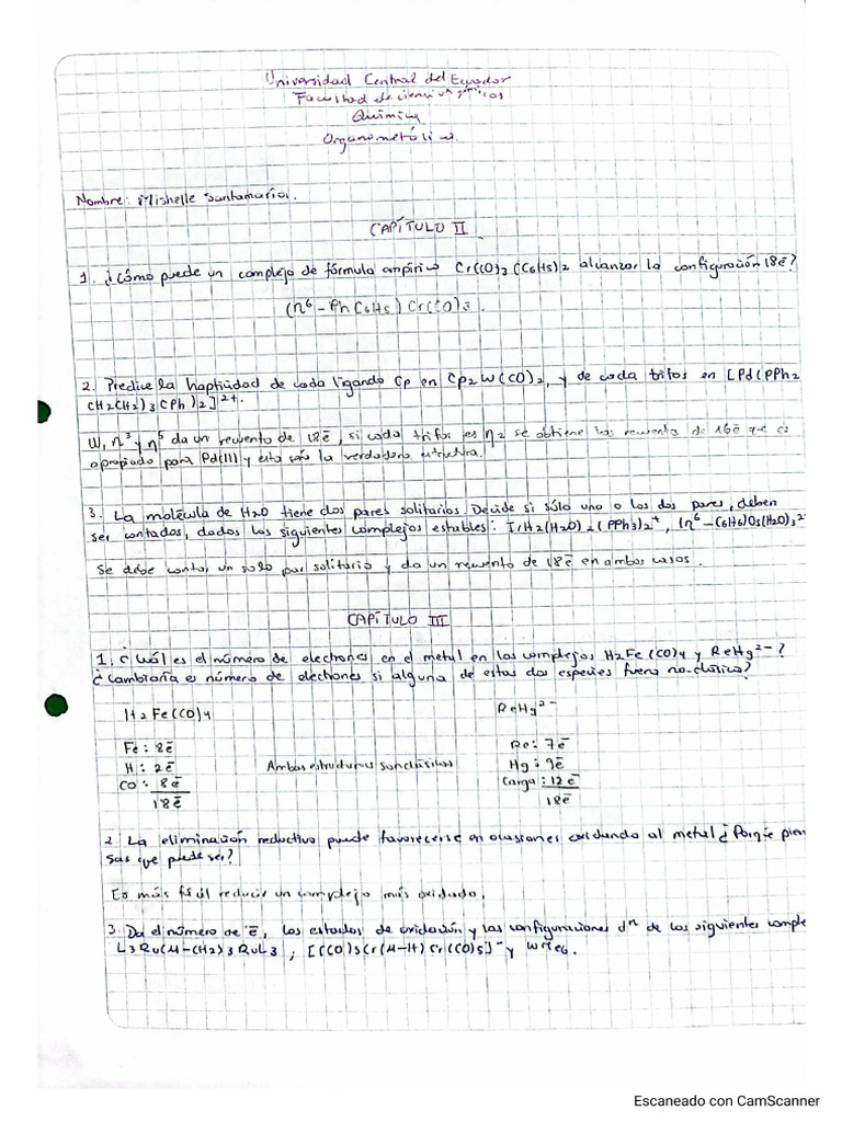 Deber Organometálica Cap 3,4 | PDF