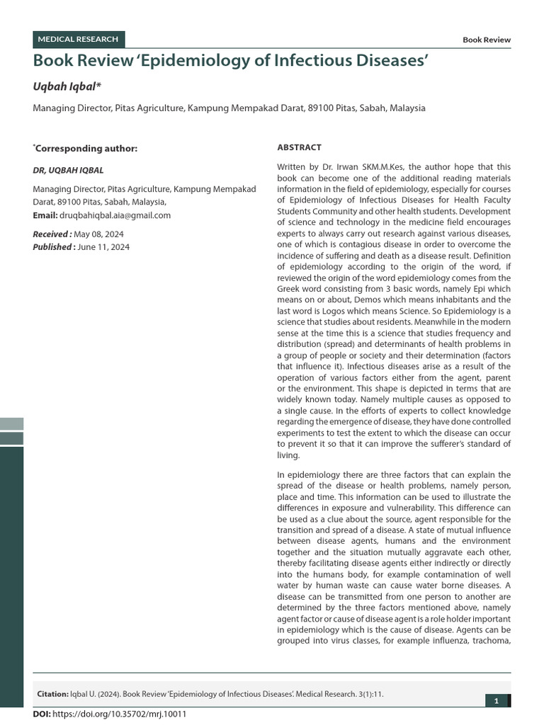 Review of Infectious Disease Epidemiology | PDF | Infection | Human ...