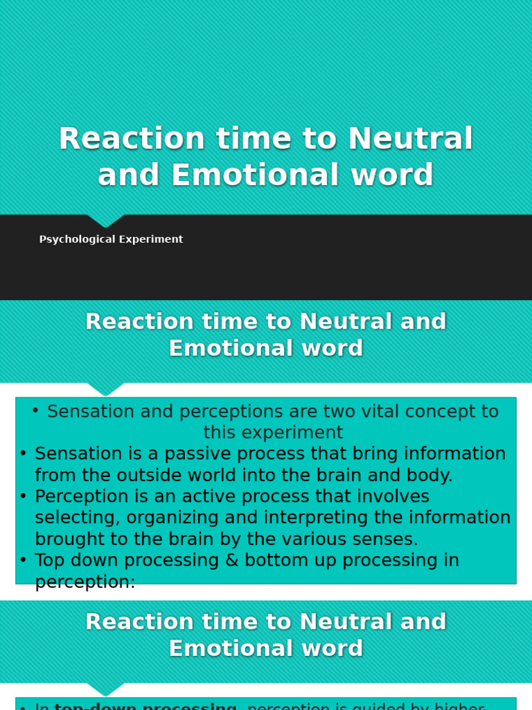 Reaction Time To Neutral and Emotional Word | PDF | Perception | Mental Chronometry