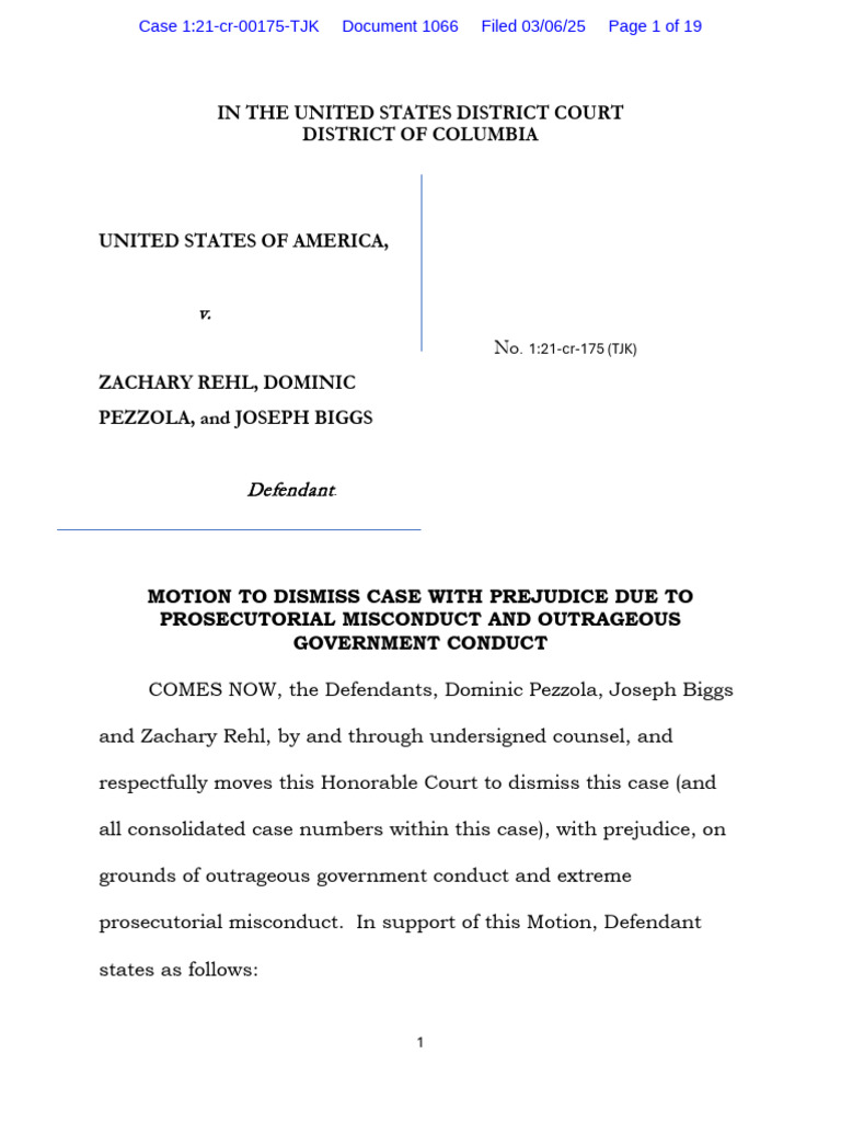 MOTION TO VACATE CONVICTION DUE TO PROSECUTORIAL MISCONDUCT AND ...
