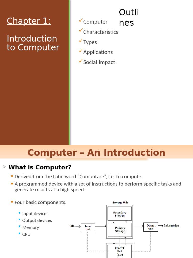 Chapter 1. Introduction to Computer | PDF | Laptop | Personal Computers