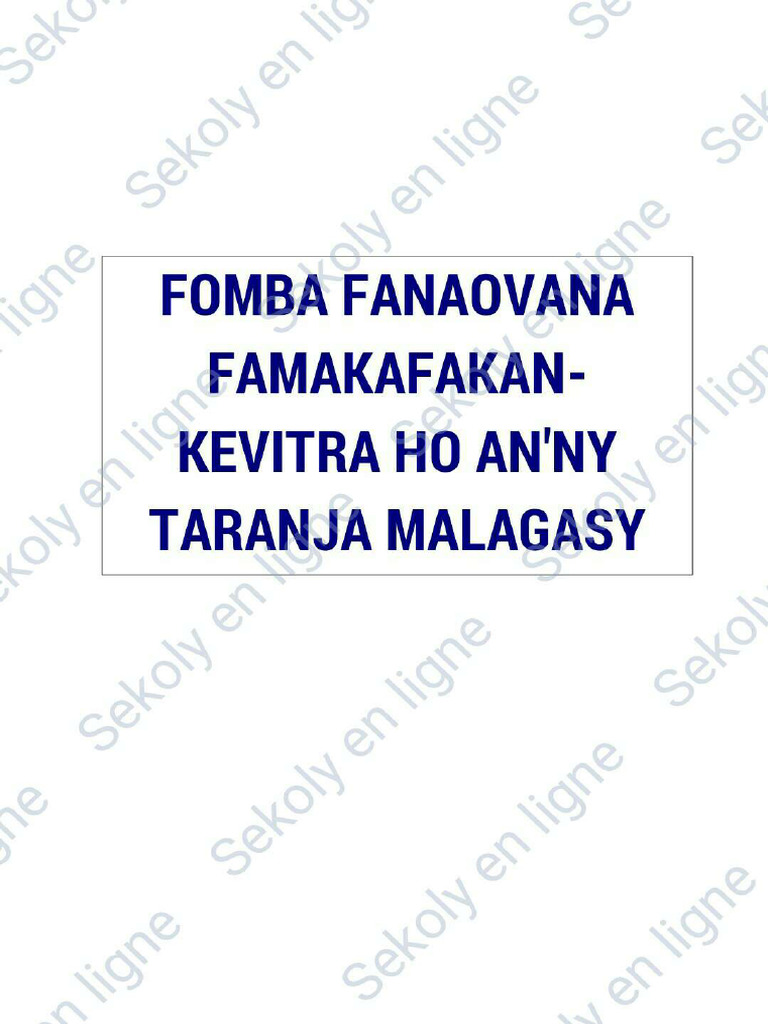 Lesona Voalohany | PDF