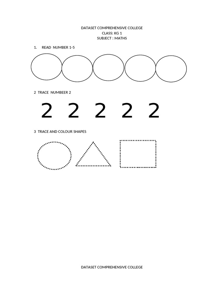 KG 1 Maths Activities Guide | PDF