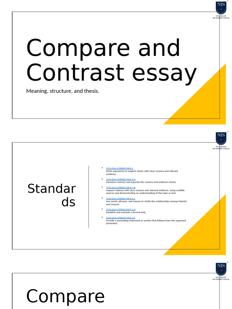 Compare and Contrast Essay: Meaning, Structure, and Thesis | PDF ...