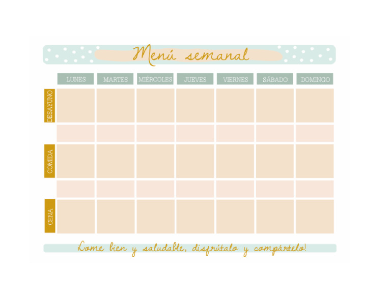 Formato de menú semanal.docx | PDF