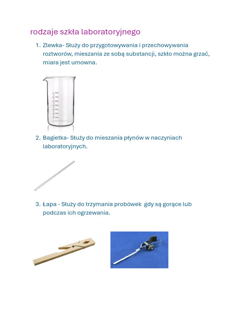 Rodzaje Szkła Laboratoryjnego - Adamus Maja | PDF