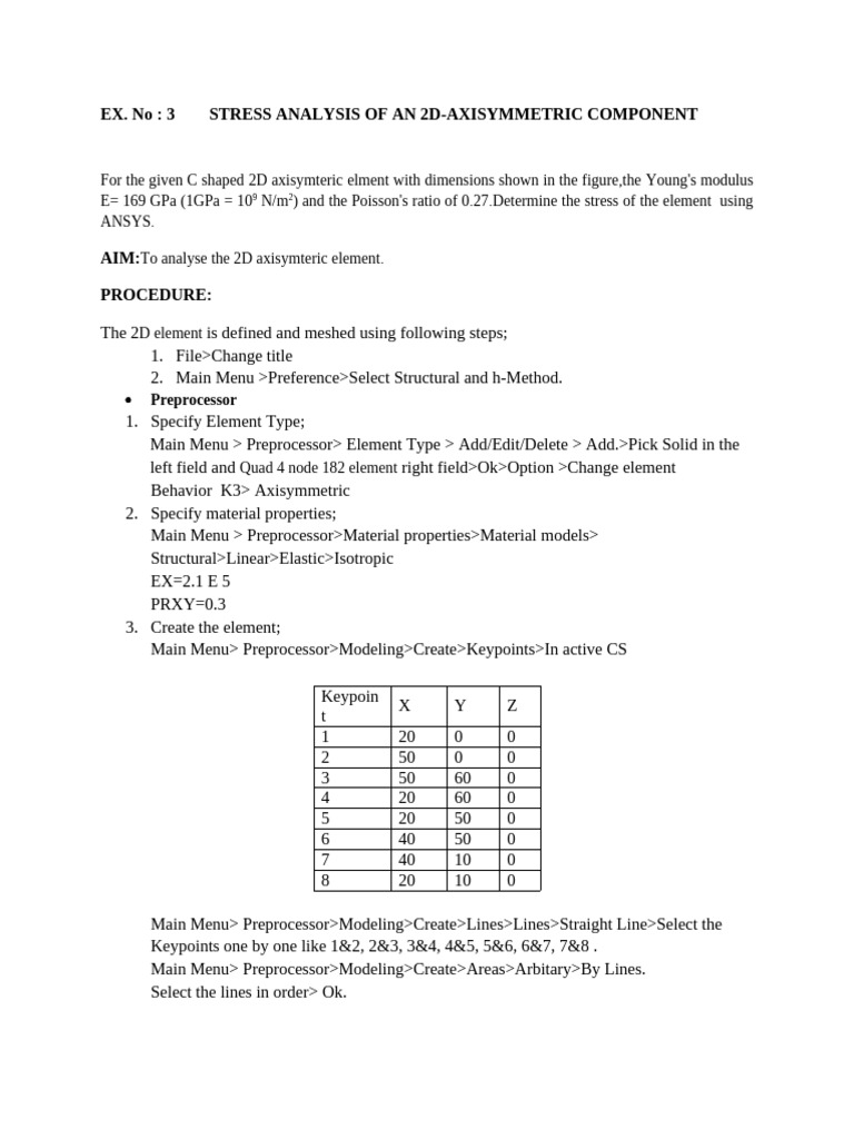 Exp 3stress Analysis of An 2d-Axisymmetric Component | PDF | Stress ...