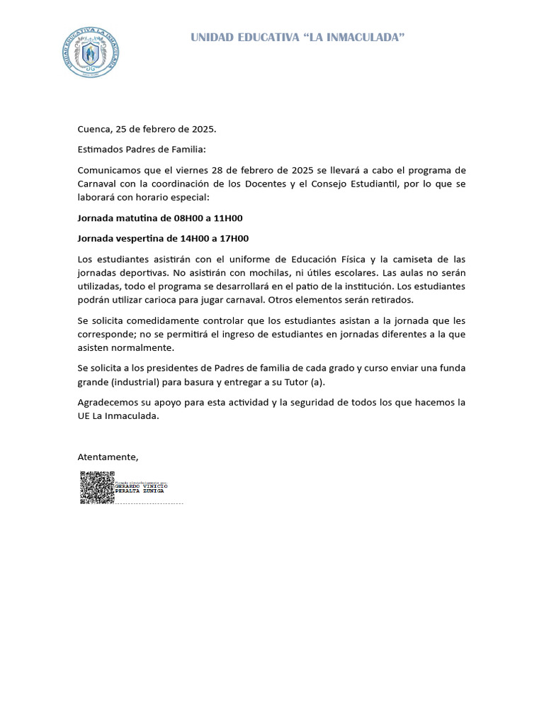 COMUNICADO PROGRAMA CARNAVAL | PDF