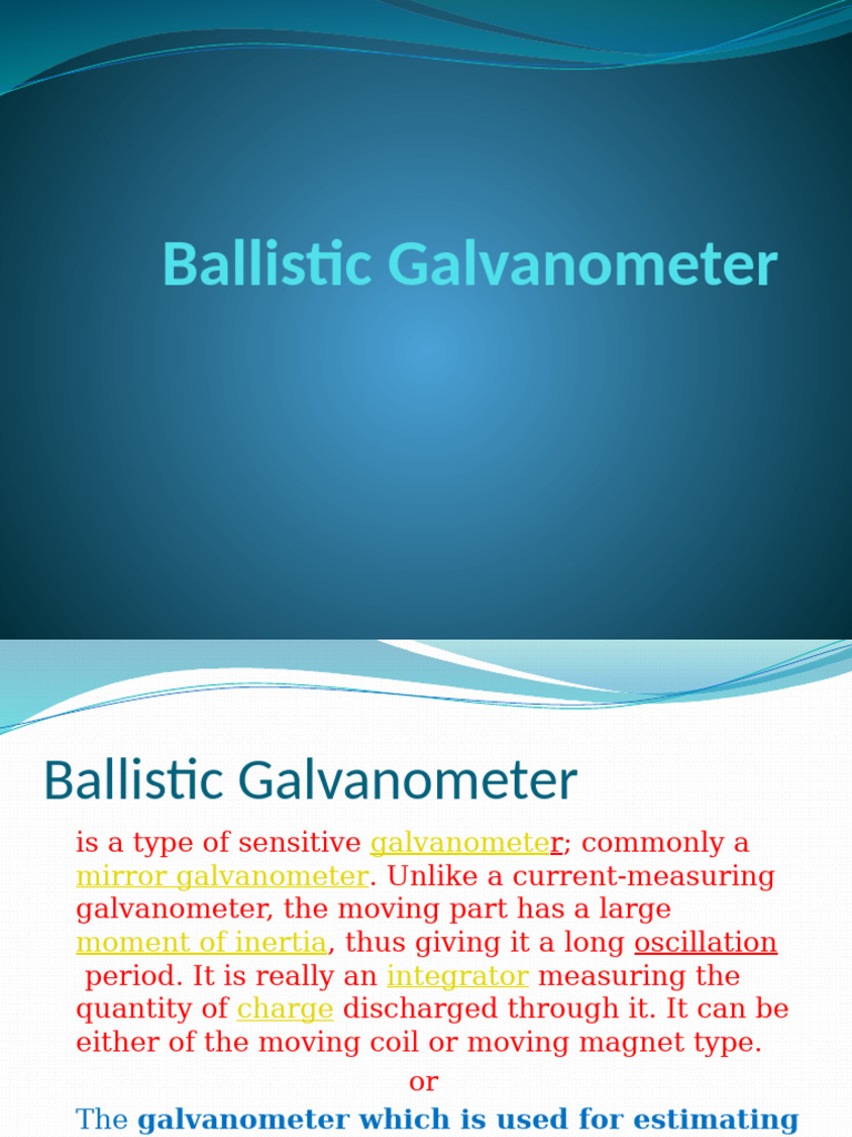 Ballistic Galvanometer | PDF | Inductor | Electricity