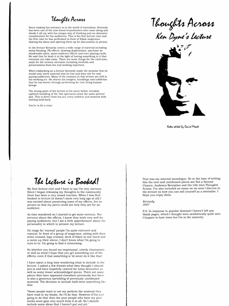 Kennedy's Mentalism Lecture Insights | PDF | Mentalism | Mind
