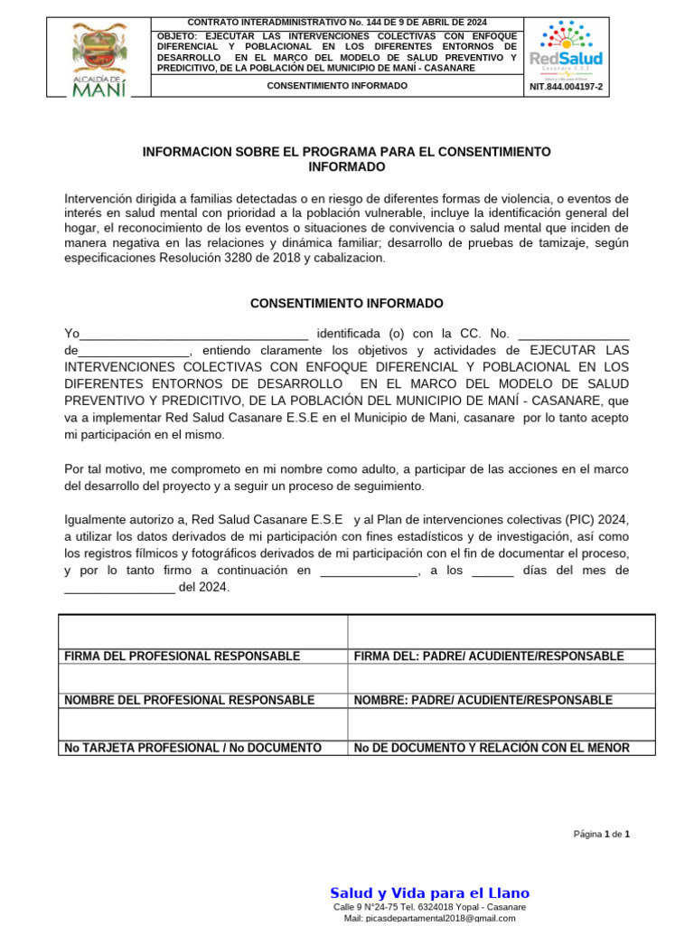 Plantilla de Consentimiento Informado | PDF