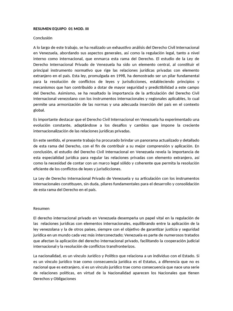 Resumen Trabajos Mod. III | PDF | Ley internacional | Justicia