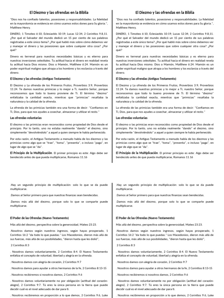 Diezmo y Ofrendas en la Biblia | PDF | Diezmo | Creencia religiosa y ...