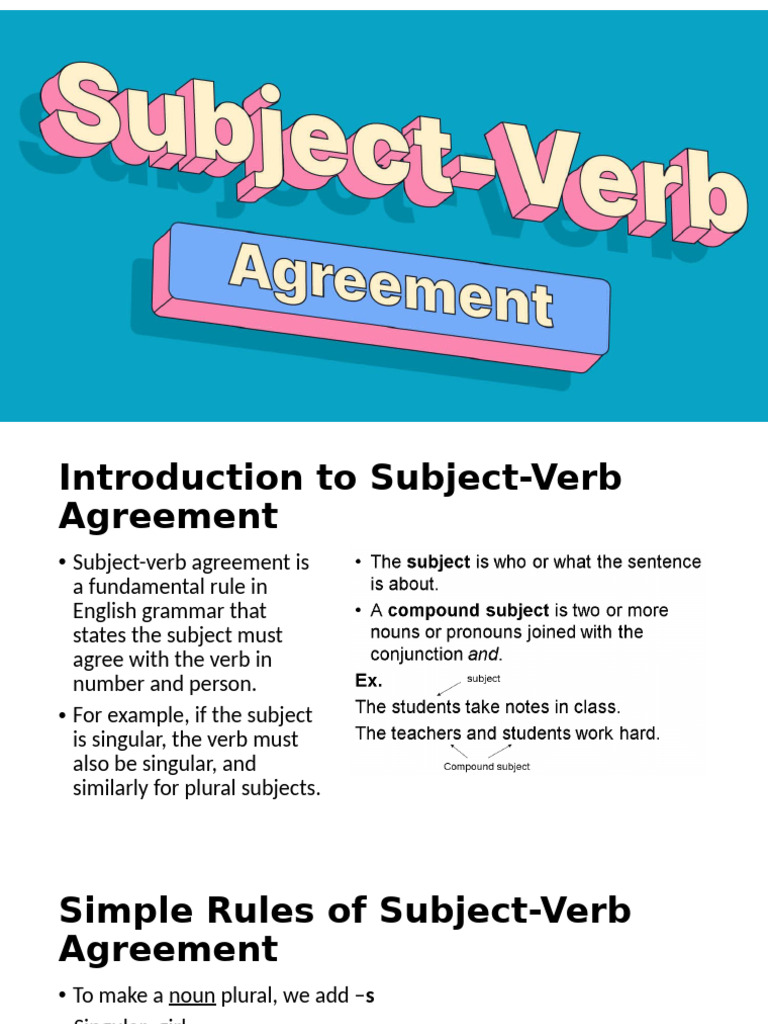 Subject-Verb Agreement Essentials | PDF | Grammatical Number | Plural