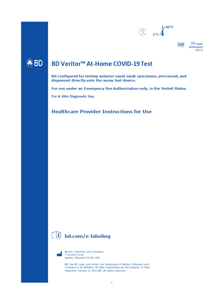 BD Veritor At-Home COVID-19 Test - Instructions For Use Healthcare ...