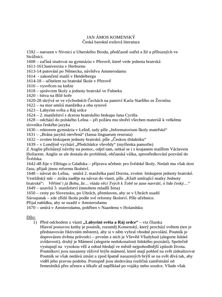Jan Amos Komensky | PDF