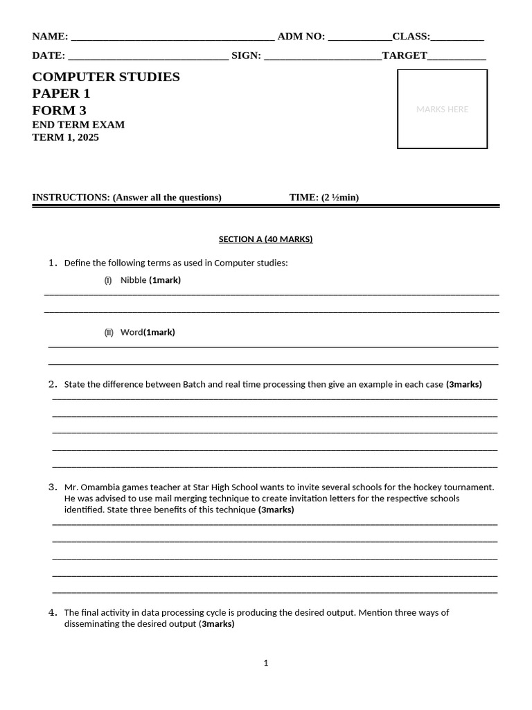 COMPUTER-F3-PP1-QS | PDF | Computer Science | Computing