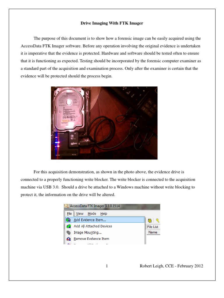 Imaging With FTK Imager | PDF | Authentication | Software