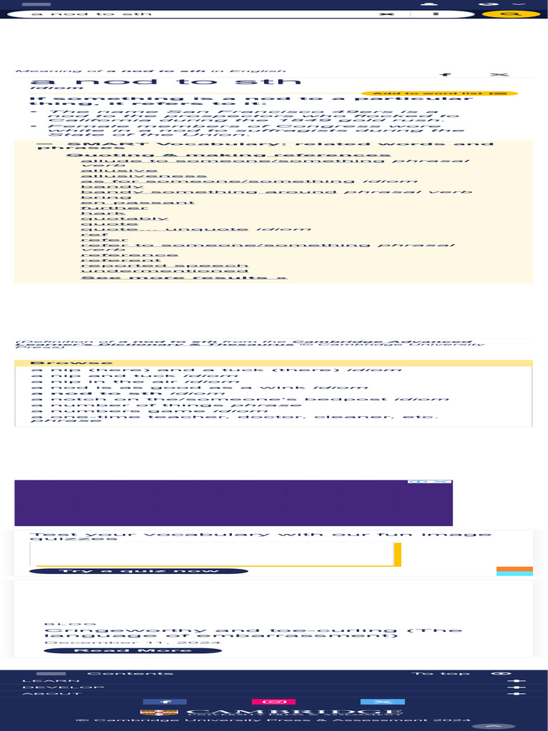 A NOD TO STH English meaning - Cambridge Dictio… | PDF