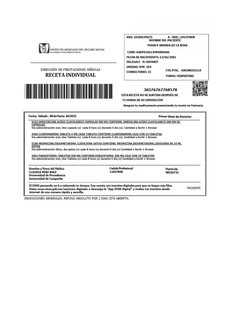 Receta 2025 Faringitis (3) - 3 | PDF | Química medicinal | Medicina